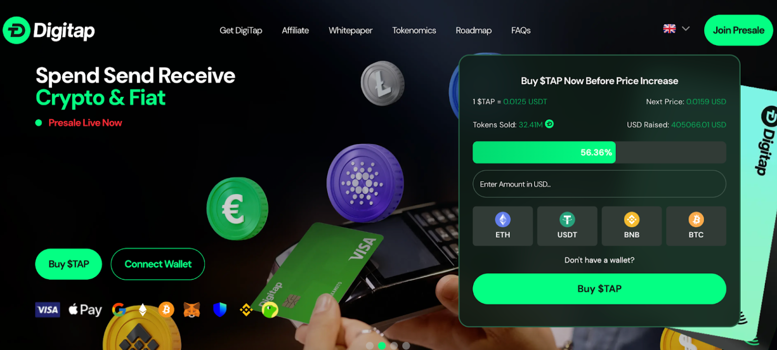 Top 3 Crypto Picks for a 10x Return Before 2026, Digitap ($TAP), Solana ...