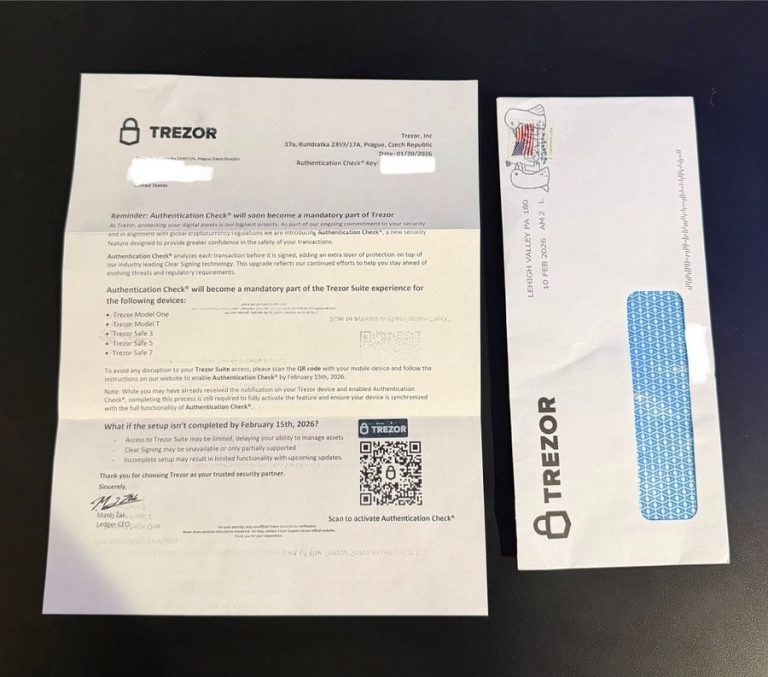 Ledger and Trezor Scam Alert: Fake Letters Target Wallet Users
